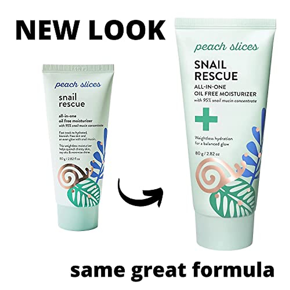 Peach Slices | Snail Rescue All-in-One Oil Free Face Moisturizer | 95% Snail Mucin | Lightweight, Long-Lasting Hydration | Silicone-Free | Face Cream | Skin Care | Clean & Cruelty-Free | 2.82 oz