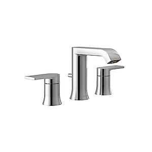 Moen Genta Chrome Two-Handle Widespread Modern Bathroom Faucet with Drain Assembly, Bathroom Sink Faucet 3-Hole Application (Valve Required), T6708
