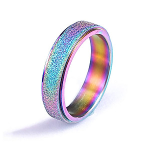 Tronet rings Women's Stainless Steel Spinner Ring Sand Blast Finish Comfort Size 6-13a Good Gift for a Girlfriend, Boyfriend, Family