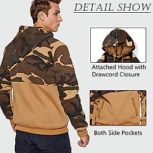 DUOFIER Mens Autumn Long Sleeve Camo Hoodies Sweatshirt with Pockets, Camo Khaki-S