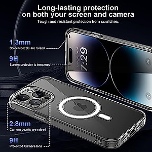 NuSpec for iPhone 14 Pro Max Case 6.7-Inch, [5 in 1 Bundle] 1X [Clear Shockproof Slim Case] 2X [Glass Screen Protector] 2X [Camera Lens Protector] [Anti Yellowing] [Military-Grade Drop Protection]