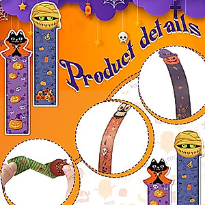 72 Pcs Halloween Bookmark Rulers Party Favor Pack with Halloween Themed Prints Cartoon Pumpkin Book Marks Halloween Book Marks for Halloween Party Decor Classroom Rewards and Trick or Treat Prizes