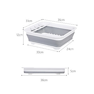 udNmlaiebot Dish Drying Rack, Collapsible Dish Drainer with Drainer Board, Popup and Collapse for Easy Storage Dish, Portable Dish Drainer Organizer for Kitchen RV Campers(Grey-White), Navy