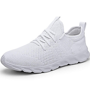 Damyuan Mens Lightweight Athletic Running Walking Gym Shoes Casual Sports Shoes Fashion Sneakers Walking Shoes White,8.5