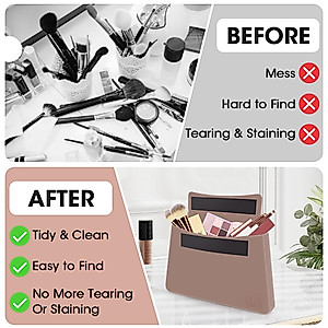 Silicone Makeup Bag Travel, Magnetic Large Toiletry Bag for Women Premium Travel Easy Carry Cosmetic Bags Soft for Makeup, Beauty Tools, Brushes Silicone Makeup Organizer Bag Holder Cute Set-Khaki