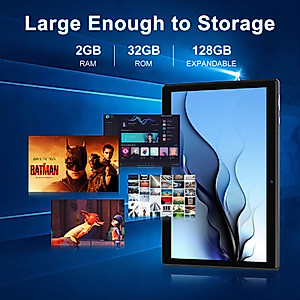 EEW Tablet 10 Inch Android 10.0 with HD Touchscreen 6000mAh Battery WiFi Bluetooth 32GB Storage (Expanded to 128GB)