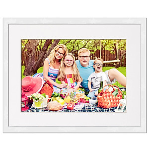 Poster Palooza 11x16 Frame White Solid Pine Wood Picture Frame | UV Acrylic, Foam Board Backing & Hanging Hardware