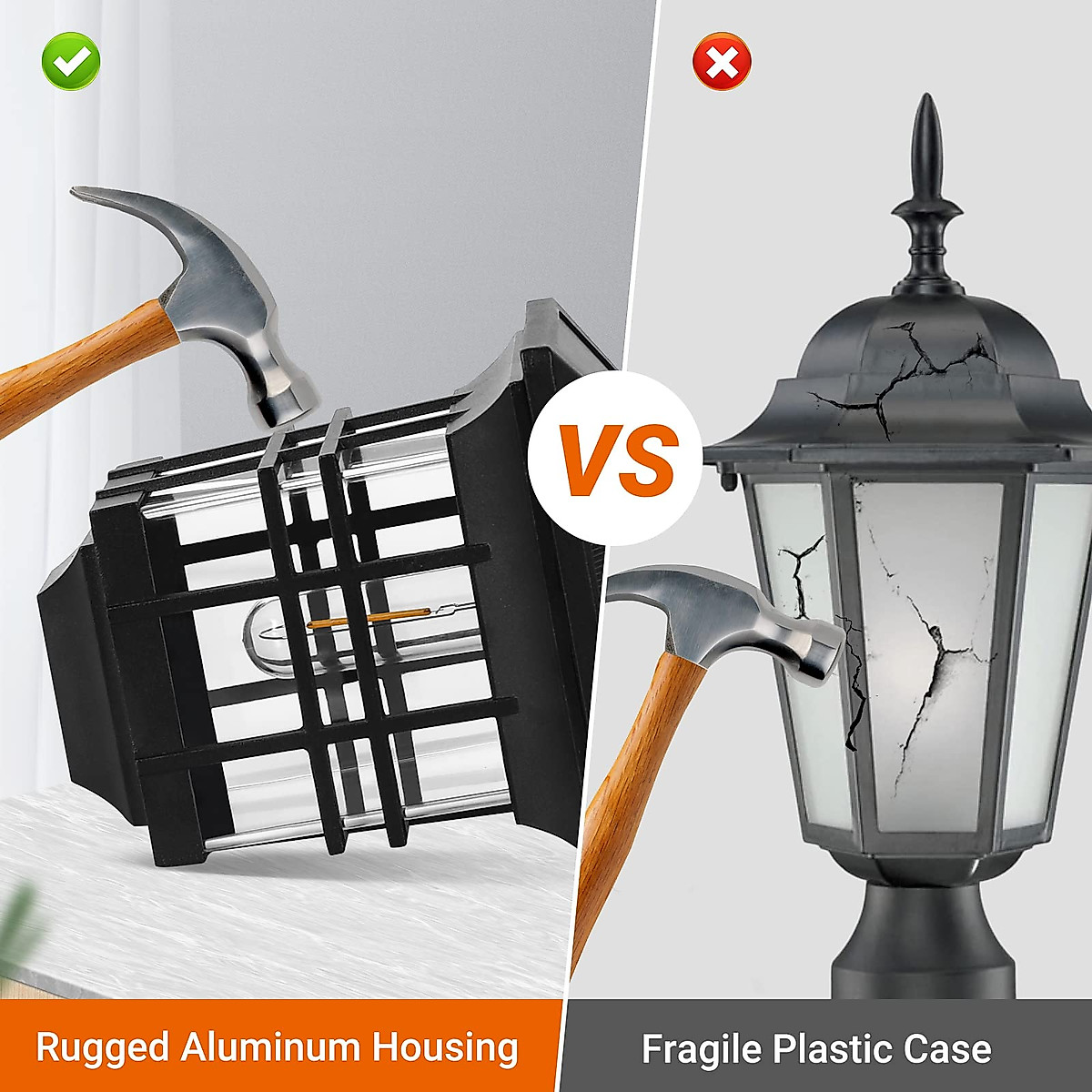 Aluminum Classic Black Solar Lamp Post Lights - 3-Head Waterproof Outdoor Street Lights for Backyard, Garden, Driveway, Lawn (LED Bulbs Included)