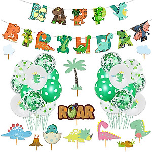 SEENS-Dinosaur Birthday Decorations Set - Birthday Gift for Kids -- 36 Pieces Birthday Party Decorations - Balloon Banner Cake Decoration"