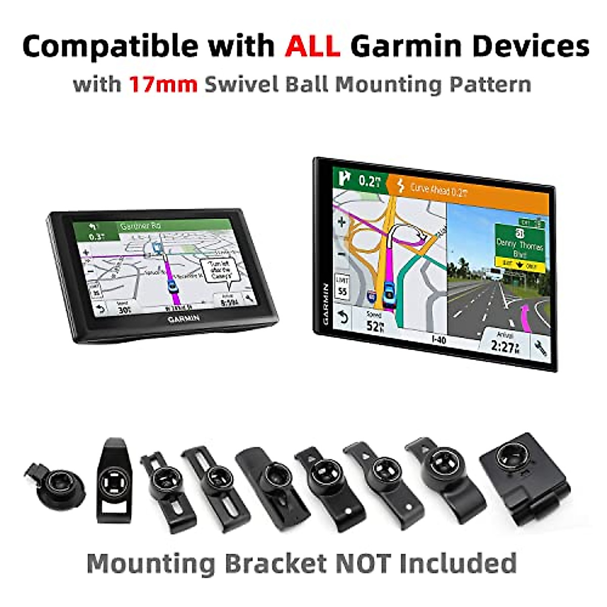 iSaddle CH370 3M Adhesive Sticky Mount Holder for All Garmin Nuvi GPS Navigator - Car Dashboard/Desk Mount Holder with Exclusive 17mm Ball Connection