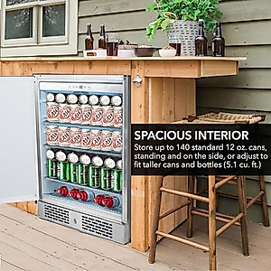 Whynter BOR-53024-SSW Built-in Outdoor 5.3 cu.ft. Beverage Refrigerator Cooler, Stainless Steel, One Size, 24" wide, Silver