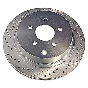 2pcs Disc Brake Rotor Set Rear Side Silver Zinc Plated Performance Drilled and Slotted PR41350DSZPR