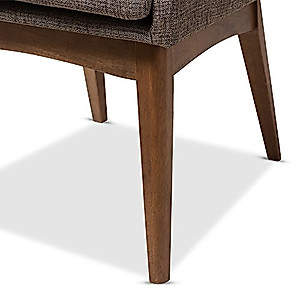 Baxton Studio Nexus Dining Chair Walnut Wood Finishing and Gravel Fabric Upholstered Dining Side Chair