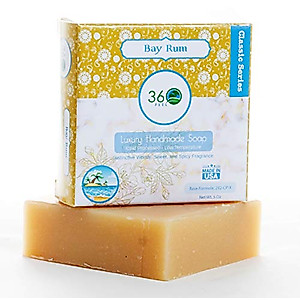 360Feel Bay Rum Soap - Handmade Bar with Woodsy Sweet, Spicy Scent and Bay Rum Shaving Soap - Gift Ready for Men - Castile Man - 5 Ounce