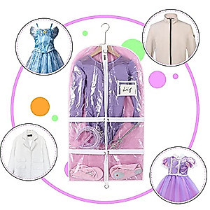 Clear Kids Dance Costume Garment Bag,1 Pack Garment Bags For Hanging Clothes,Garment Bag for Dance Competitions,Garment Bags For Travel Storage,Plastic Dance Costume Recital Storage Bag for Children Girls