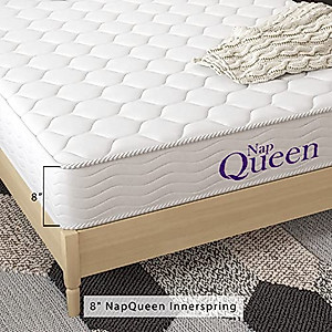 NapQueen 8 Inch Innerspring Twin-XL Mattress Medium Firm Memory Foam Mattress, Bed in a Box