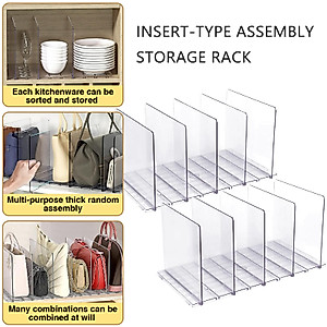 Lioguniy Purse Organizer for Closet 10 Pack Clear Shelves Divider Clothes Purse Bag Handbag Organizer Book, Adjustable Plastic Shelves for Home Bathroom Bedroom Kitchen