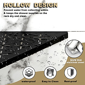 Xiarnotogi 10" Corner Shower Shelf, 2-Pack Shower Shelves SUS304 Stainless Steel Bathroom Shelves for Tile Walls, Recessed Corner Shelf Organizer Rack, No Drilling (Matte Black)