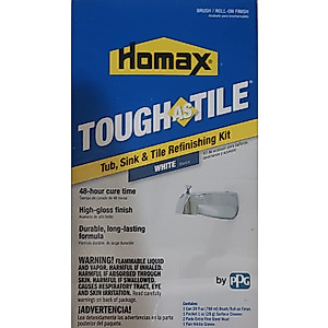 Homax Tub and Tile Refinishing Kit, White, 26 oz, Brush On, Tough as Tile Kit, 1.625 Pound, White(Pack of 1)