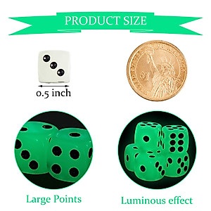 Sumind Glow in The Dark Dice 6 Sided Dice with Black Velvet Pouches for Table Board Games, Party Favors, Toy Gifts(54 Pieces)