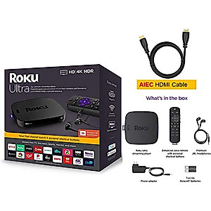 Roku Ultra Streaming Media Player 4K/HD/HDR | Premium JBL Headphones | Enhanced Voice Remote with TV Controls and Shortcuts | HDMI, Ethernet, and Micro SD Ports | 4K HDMI Cable Bundle