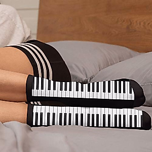 Piano Music Key Black Fun Colorful Novelty Graphic Crew Tube Socks For Men Women