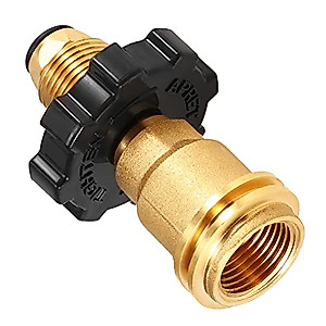 Uenede Brass Propane Tank Adapter with Wrench Converts POL LP Tank Service Valve to QCC1/Type1 Hose or Regualtor Old to New Type Connection