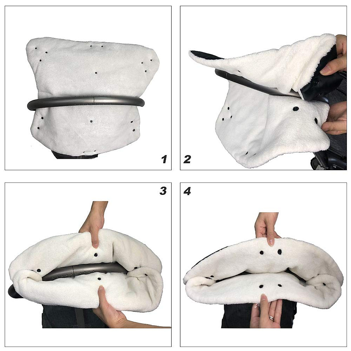 Universal Fits Stroller Handmuff, Anti-Freeze Waterproof Fingerless Fleece Gloves, Warmer Handlebar Muff