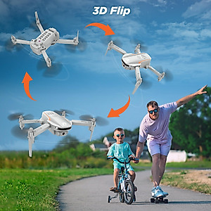 Ficinto 1080P FPV Foldable Quadcopter Drone with Camera - For Adults, Kids, Beginners - 3D Flips, Altitude Hold, Headless Mode, 2 Batteries