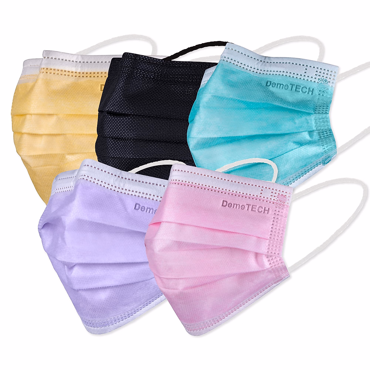 DEMETECH ASTM Level 3 Protective 3-Layer Face Mask, Ear-Loop Style, Adult Mask, 50 Pack, Variety Pack