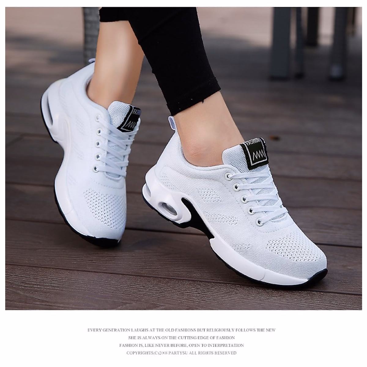 Fenlogft Women's Flying Knit Running Shoes - Lightweight Lace-up Sneakers for Daily Walking and Work, Garden Shoes (White, Size, 6.5)