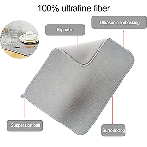 Large Dish Drying Mat Ultra-thick Non-slip Super Absorbent Kitchen Counter Dish Drying Pads Dish Drainers, 2Pcs (Medium)