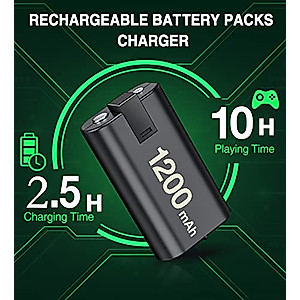 Charger for Xbox One Rechargeable Battery Pack, Charger Station for Xbox One Controller Battery Pack, Xbox One Accessories with 4×1200mAh Xbox Battery Pack for Xbox Series X|S/Xbox One S/X/Elite