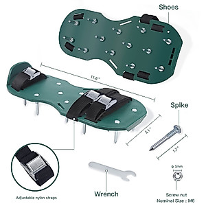 kailund Lawn Aerator Shoes Grass Spike Shoes for Lawn Aeration, Soil Aeration Shoes Grass Aerating Spike Sandals with Heavy Duty Buckle for Aerating Patio Garden Grass Lawn - One Size Fits All