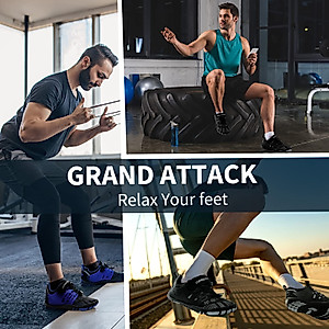 Grand Attack Barefoot Shoes Men Minimalist Lightweight Cross-Trainer Zero Drop Wide Toe Box Wrestling Weightlifting Walking Shoes Trail Running Sneakers Black Athletic Size 10