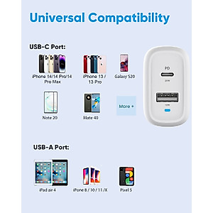 PowerLot PD 20W USB C Charger for iPhone 12, 12W USB Charger for iPad Pro, 32W Dual Port Power Adapter, GaN Wall Charger with Foldable Plug for iPhone 15 Plus/ 14/13/ iPhone SE/iPad Air/AirPods