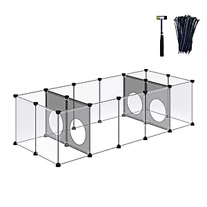 DINMO Rabbit Playpen, Guinea Pig Cages, Hamster Cages, Interesting Game Holes Design for Small Animal, Bunny, Ferret, Hedgehog, DIY, Expanded, Portable, Exercise Fence, 61.4 x 25.4 x 16.4 inches
