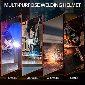 TRQWH Welding Helmets for Men Auto Darkening Welding Hood with LED Light True Color Solar Powered Welder Helmet Adjustable Wide Shade Range 4/9-13 Welder Mask for TIG MIG ARC Weld Plasma Cut Grinding