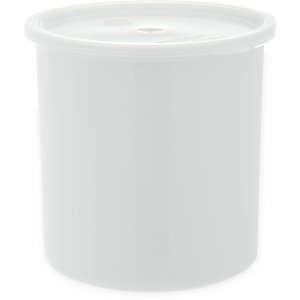 Carlisle FoodService Products Classic Round Storage Container Crock with Lid for Kitchen, Restaurants, Home, Plastic, 2.7 Quarts, White