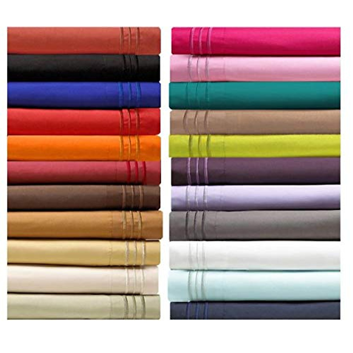 Elegant Comfort Luxurious 1500 Premium Hotel Quality Microfiber Three Line Embroidered Softest 5-Piece Bed Sheet Set, Wrinkle and Fade Resistant, Split King, Silver-Light Grey