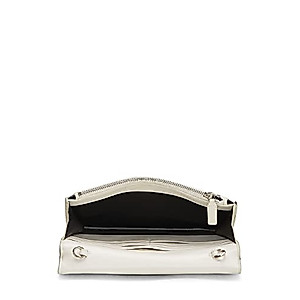 Yves Saint Laurent, Pre-Loved White Grained Calfskin Envelope Wallet-On-Chain (WOC), White