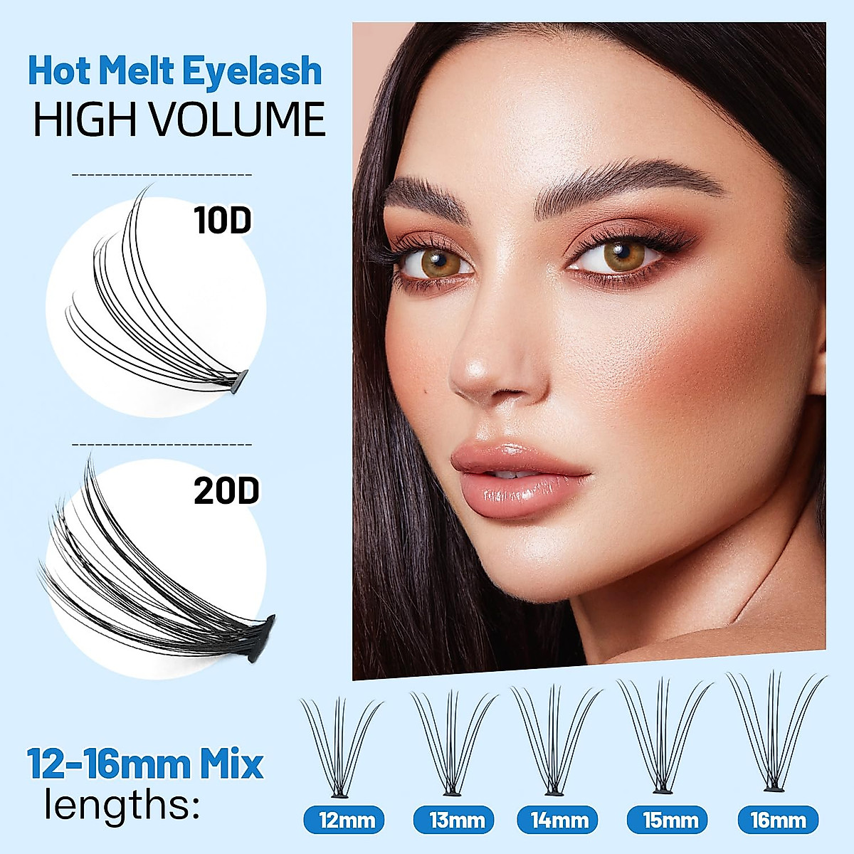 Bodermincer 10D 20D 240pcs Cluster Eyelash Extensions 8-9-10-11-12mm Mixed/ 10-11-12-13-14mm Mixed/12-13-14-15-16mm Mixed Eyelash Clusters Lash Extension Individual Lashes for Self Application