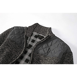 Gioberti Boy's Knitted Full Zip Cardigan Sweater with Soft Brushed Flannel Lining, Melange Charcoal, Size 12