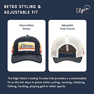 Elgin Cooling Trucker Hat with HydroSnap Fabric, Cools Instantly, Moisture Wicking, Men, Women, UPF 50+ Protection, Cap for Hot Weather (Retro)