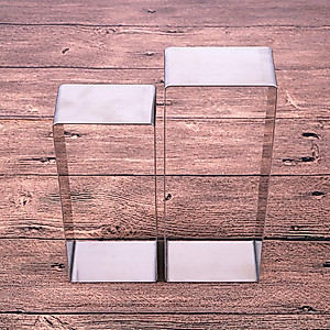 DOITOOL 2pcs Stainless Steel Rectangular Cake Mold Cutter Molding Forming Layering Cake Pastry Rings Cookie Biscuit Baking Cake Mold Rings (Size S/L)