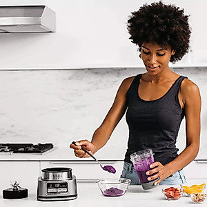 Ninja Foodi SS100 Stainless Steel Smoothie Blender Bowl Maker and Nutrient Extractor with 24-Oz Nutrient Extraction Cup, To-Go Lids and Hybrid Blades