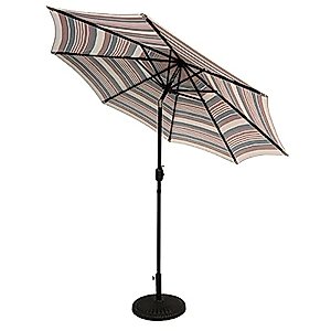 Sun-Ray 9 ft. Round Solar Lighted Umbrella - Steel - 8Rib, (Pack of 2)