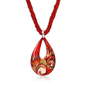 Ross-Simons Italian Murano Pendant Necklace in 18kt Gold Over Sterling