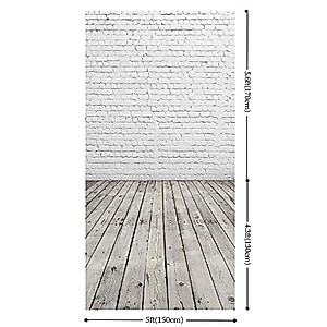 HUAYI 5'x10' Vinyl Backdrop for Photo Studio Pictures Home Decoration DIY Food Background Brick and Wood Floor D-2504