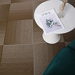 Rehert Carpet Tiles, Carpet Squares, Office Carpet Tiles Removable, Carpet Tile Flooring for Basement, 20" x 20" Berber (Loop Pile), Gradient Brown, 0.24" Pile Height (12 Tiles, 32 sqft/Box)